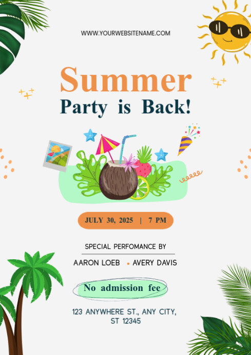 Plantilla de White Summer Party A4 | PosterMyWall