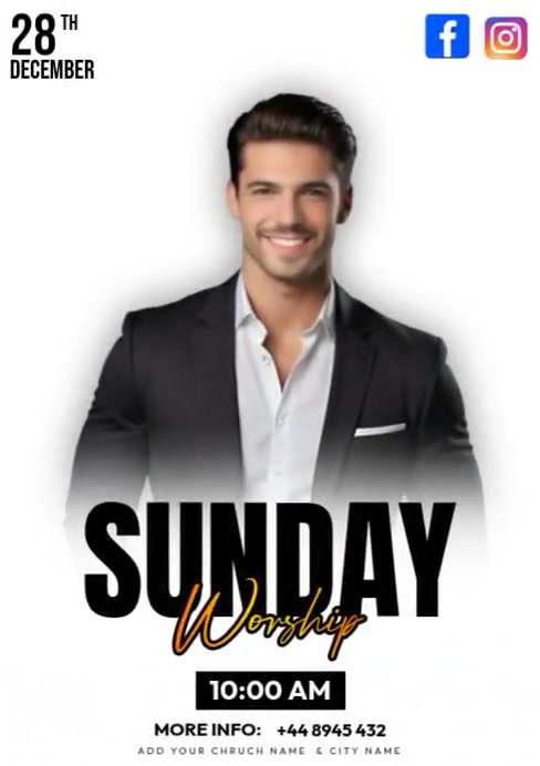 White Sunday Service A4 Template | PosterMyWall