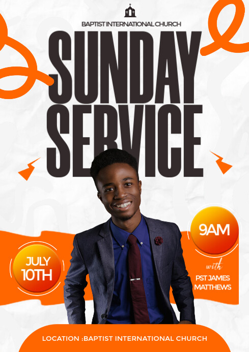 White Sunday Service Flyer A3 Template | PosterMyWall