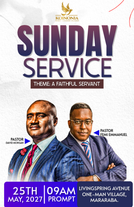 Plantilla de White Sunday Service Half Page Wide | PosterMyWall