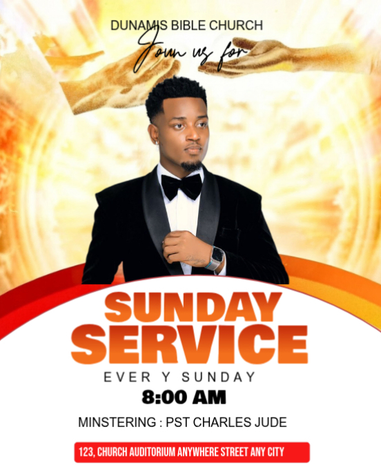 White Sunday Service Instagram Portrait Template | PosterMyWall