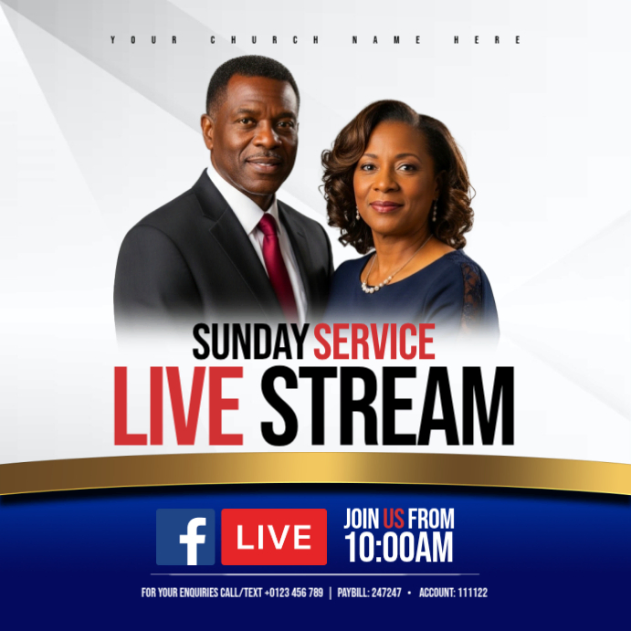 Plantilla de White Sunday Service Live Stream Instagram Post | PosterMyWall
