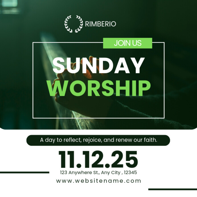 White Sunday Worship Instagram Post Template | PosterMyWall