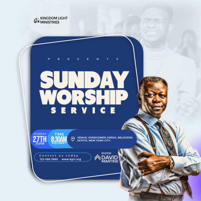 White Sunday Worship Service Instagram Post Template | PosterMyWall