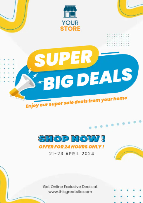 White Super Big Deals Flyer Template | PosterMyWall