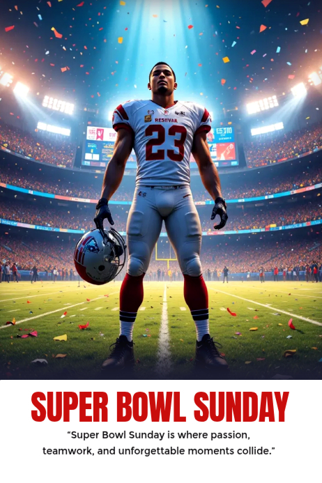 White Super Bowl Sunday Poster Template | PosterMyWall