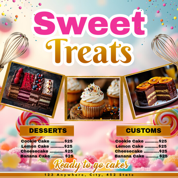 White Sweet Treats Instagram Post Template | PosterMyWall