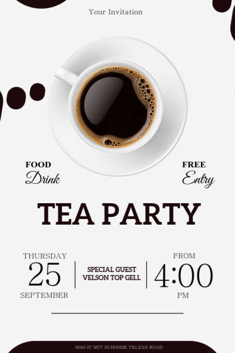 White Tea Party Poster Template | PosterMyWall