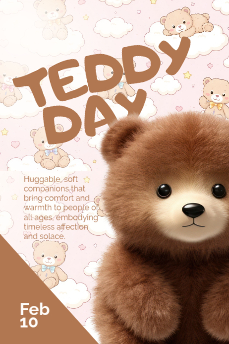 White Teddy Day Poster Template | PosterMyWall