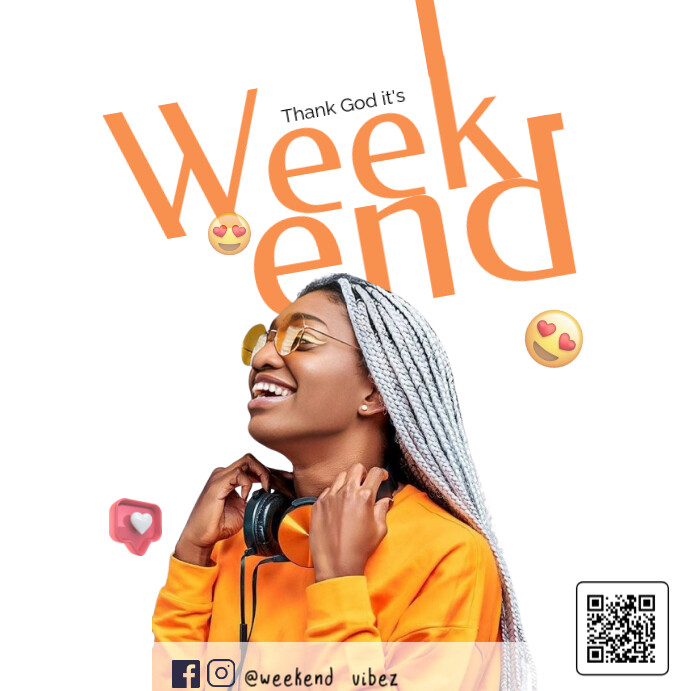 White Thank God It's Weekend Instagram Post Template | PosterMyWall