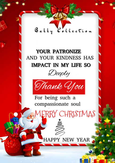 White Thank You For Your Patronize/ Christmas Wishes A4 Template ...