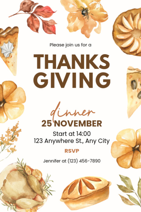 White Thanks Giving Party Poster Template | PosterMyWall