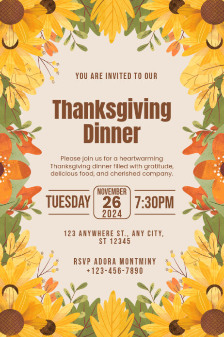 Plantilla de White Thanksgiving Dinner Poster | PosterMyWall