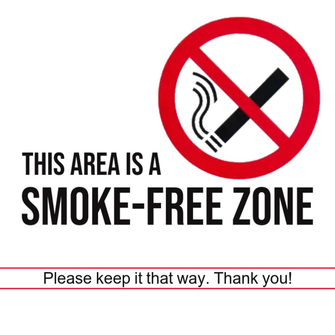 White This Area Is A Smoke-free Zone Notice Signage Square (1:1 ...