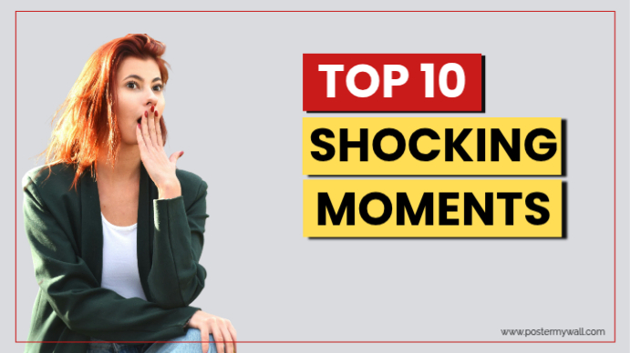 White Top 10 Shocking Moments YouTube Thumbnail Template | PosterMyWall