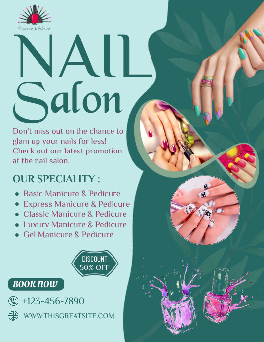 White Tosca Abstract Nail Salon Flyer (us Let Template | PosterMyWall