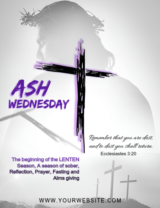 White Typographic "ash Wednesday Reflection Lenten Renewal Template ...
