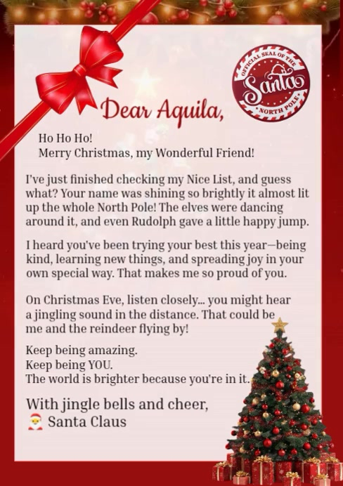 White Typographic “letter From Santa Video Template | Christmas Message ...