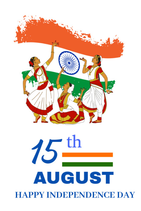White Typographic 15 August Happy Independence Day Poster Template ...