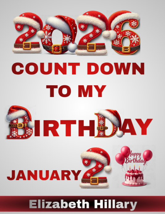 Plantilla de White Typographic 2026 Countdown To My Birthday Template ...