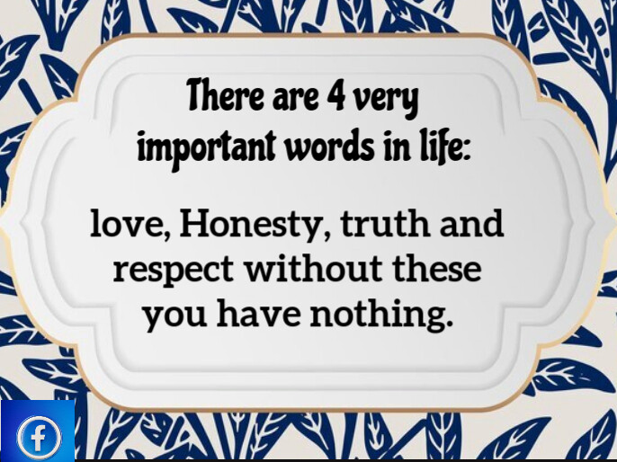 White Typographic 4 Very Important Words In Life Presentation Template ...
