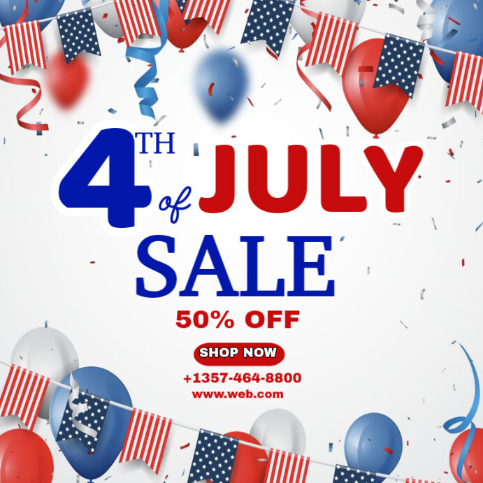 Copy of White Typographic 4th July Sale Offer Instagram Post | PosterMyWall