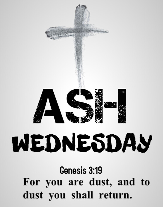 White Typographic Ash Wednesday Poster/wallboard Template | PosterMyWall