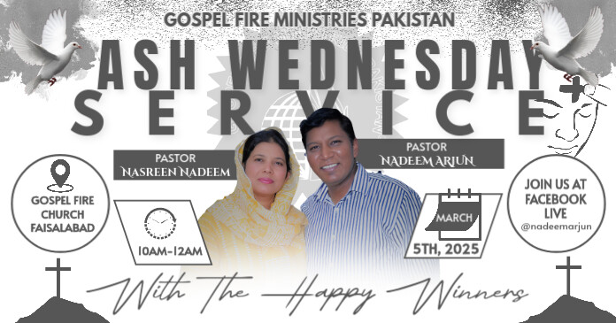 White Typographic Ash Wednesday Service Facebook Shared Image Template ...