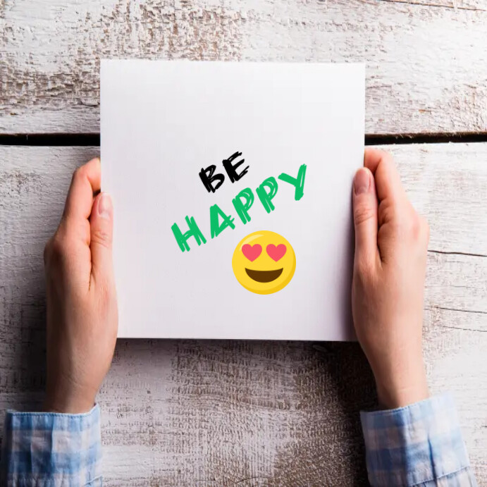 White Typographic Be Happy Instagram Post Template | PosterMyWall