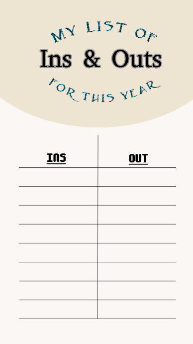 Plantilla de White Typographic Beige Minimalistic New Year In And Out ...