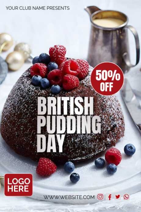 Copy of White Typographic British Pudding Day Poster | PosterMyWall