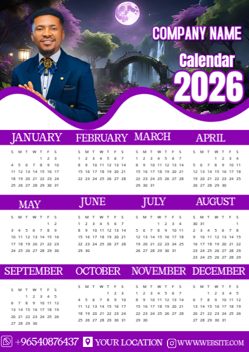 White Typographic Calendar Flyer 2026 A4 Template | PosterMyWall