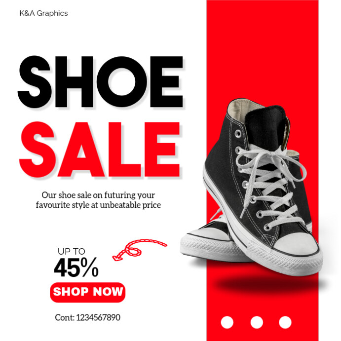 Copy of White Typographic Canvas Shoe Sale With White And Red ...