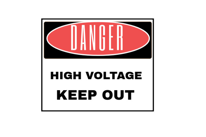 Modèle White Typographic Caution High Voltage Keep Out Poster ...