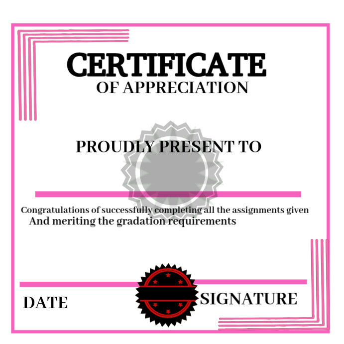 White Typographic Certificate Instagram Post Template | PosterMyWall