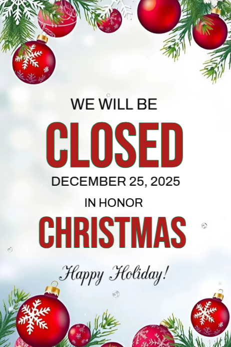 White Typographic Christmas Business Notice Poster Template | PosterMyWall