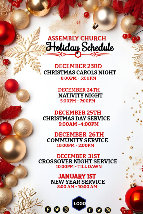 Copy of White Typographic Christmas Church Schedule Poster | PosterMyWall