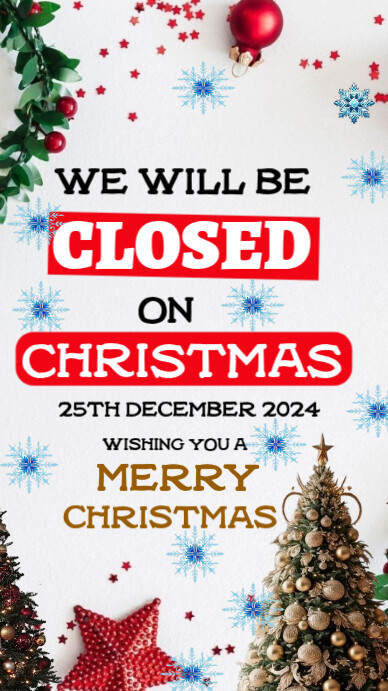 White Typographic Christmas Closure Notice Design Instagram Story Template | PosterMyWall