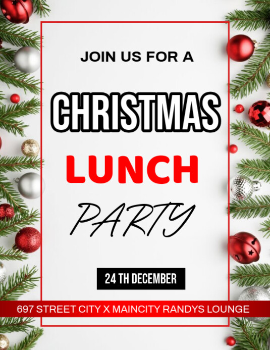 White Typographic Christmas Lunch Party Invite) Flyer (us Letter ...