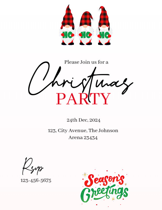 White Typographic Christmas Party Invitation Flyer (us Letter) Template | PosterMyWall