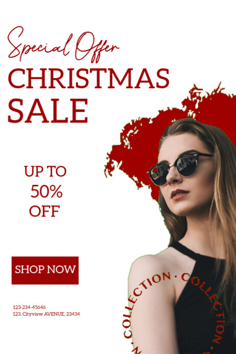 White Typographic Christmas Sale Poster Template | PosterMyWall