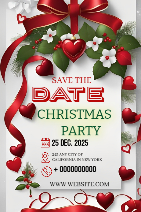 White Typographic Christmas Save The Date Poster Template | PosterMyWall