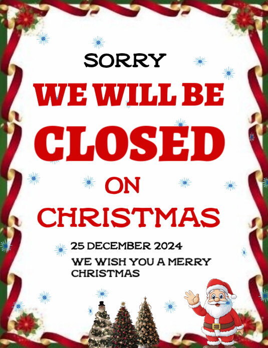 Copy of White Typographic Closed For Christmas Flyer (us Letter) | PosterMyWall