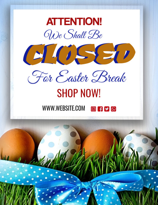 White Typographic Closed For Easter Break Flyer (us Letter) Template ...
