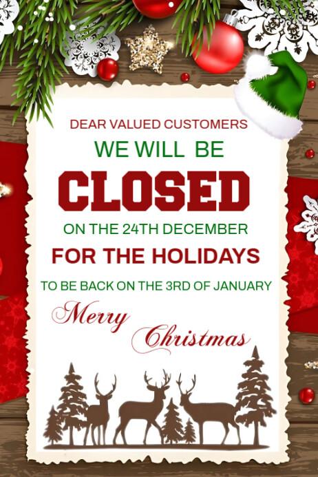Copy of White Typographic Closed For The Holidays Poster | PosterMyWall