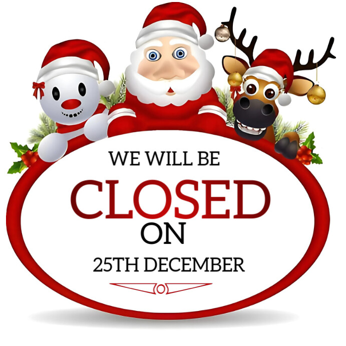 White Typographic Closed On Christmas Day Instagram Post Template | PosterMyWall