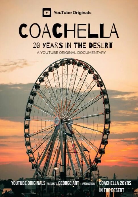 White Typographic Coachella Festival Poster A3 Template | PosterMyWall