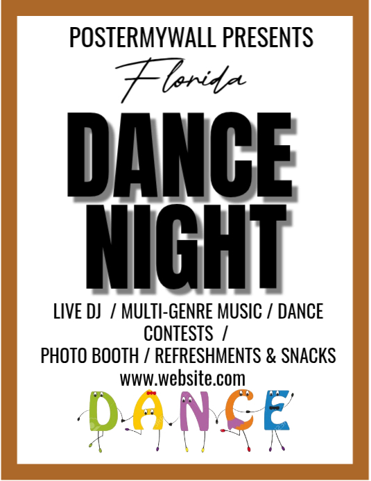 White Typographic Dance Night Event Flyer Template | PosterMyWall