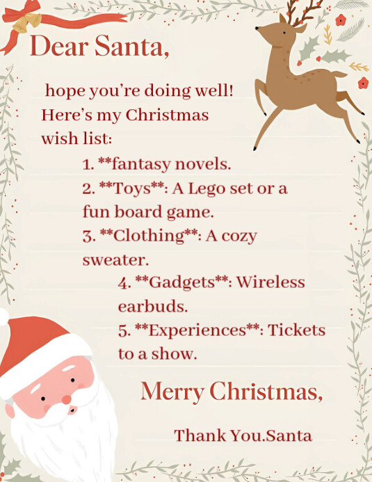 Copy of White Typographic Dear Santa Flyer (us Letter) | PosterMyWall