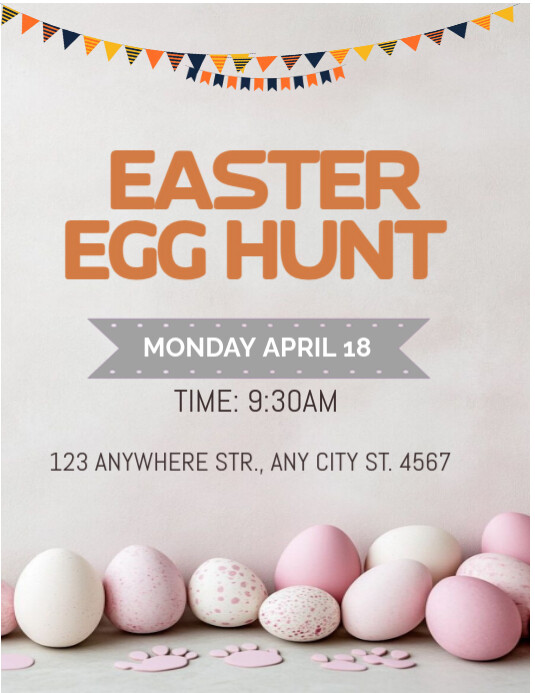 White Typographic Easter Egg Hunt Invitation Flyer Flyer (us Letter ...